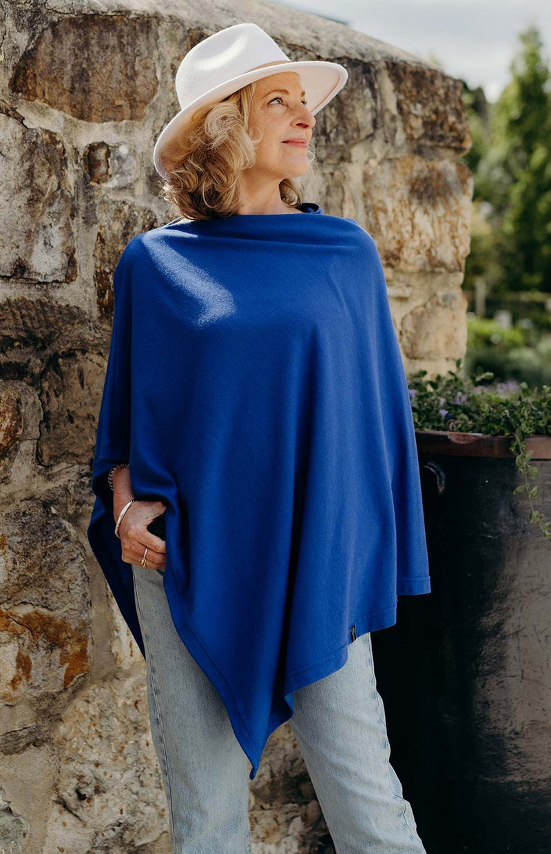 Women's Merino Wool Plain Poncho | Smitten Merino