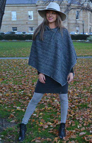 Women's Merino Wool Herringbone Poncho | Smitten Merino