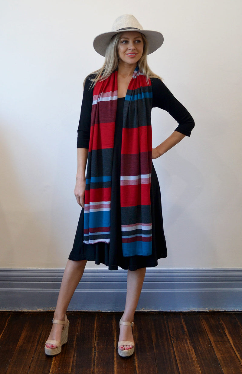 Women's Merino Wool Multi Stripe Scarf | Smitten Merino