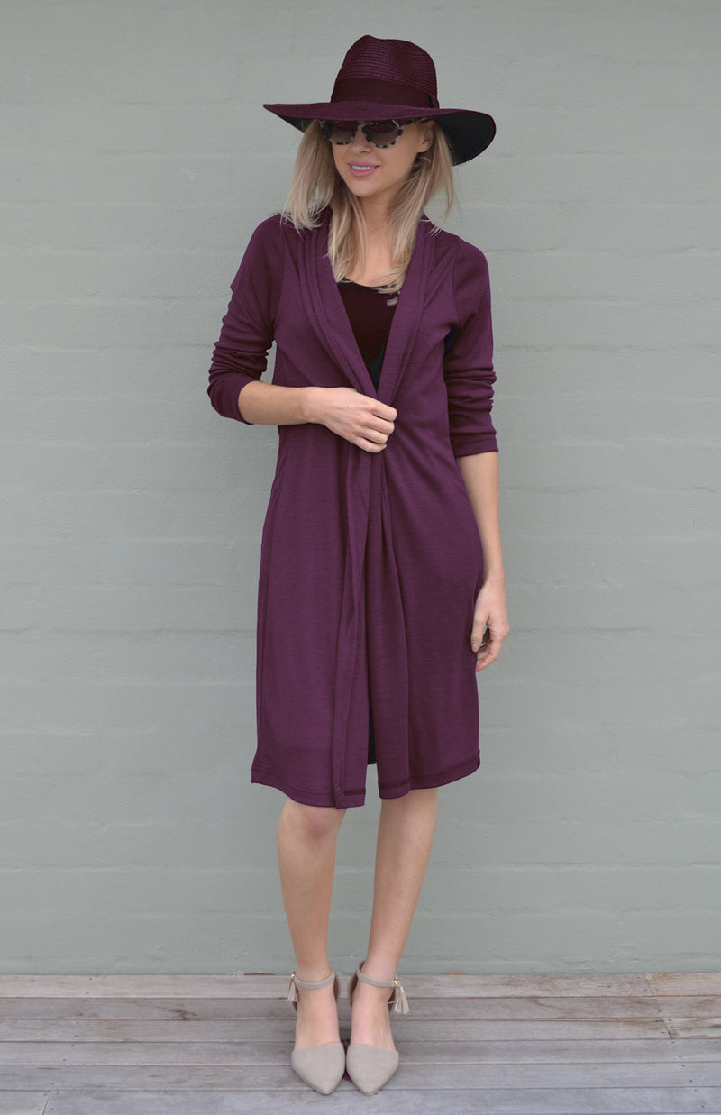 Women's Merino Wool Long Drape Cardigan | Smitten Merino