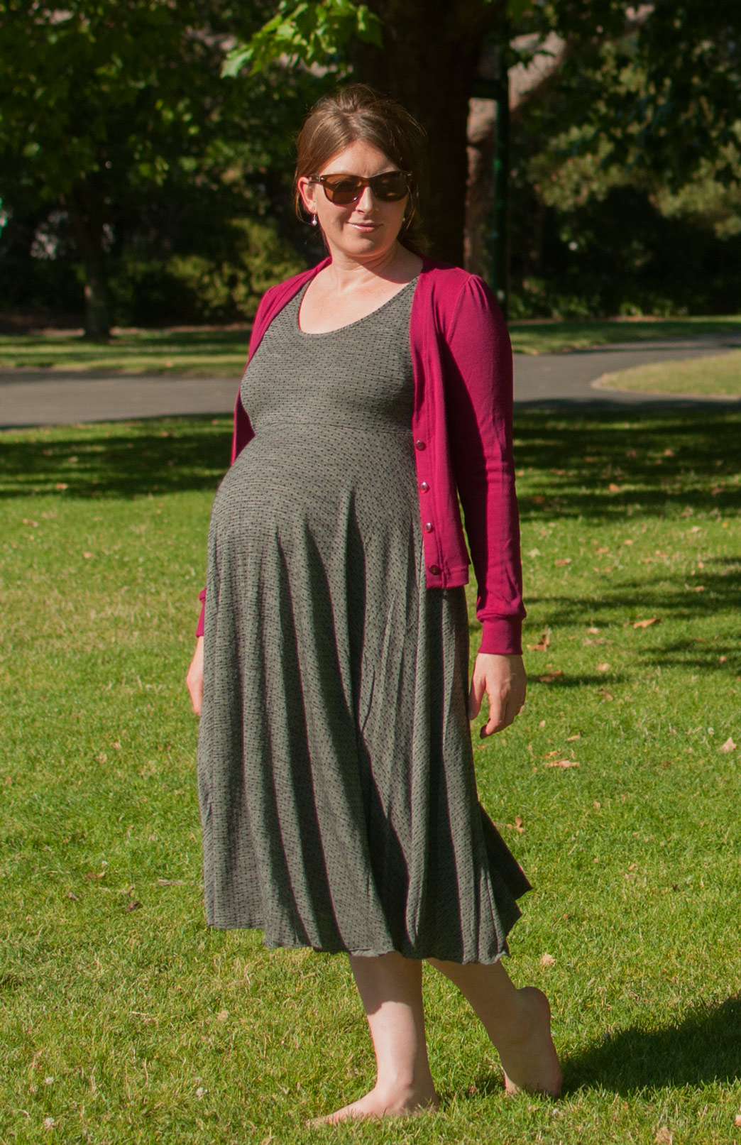 Fan Dress | Women's Black and Grey Spot Patterned Wool Fan Dress with ...